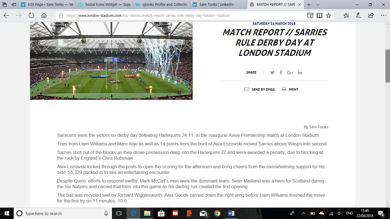 Multimedia Portfolio – Sam Tonks